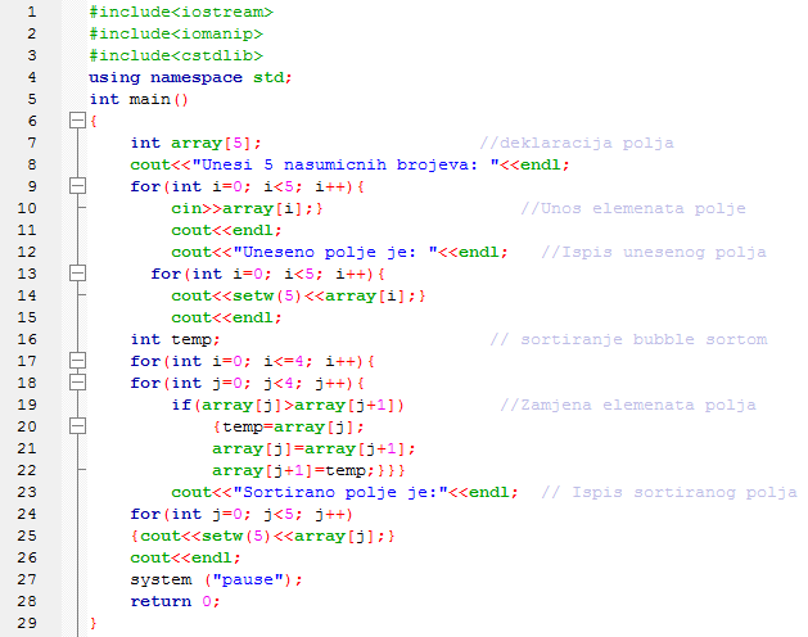 Pretraživanje i razvrstavanje polja : Primjer algoritma za ...