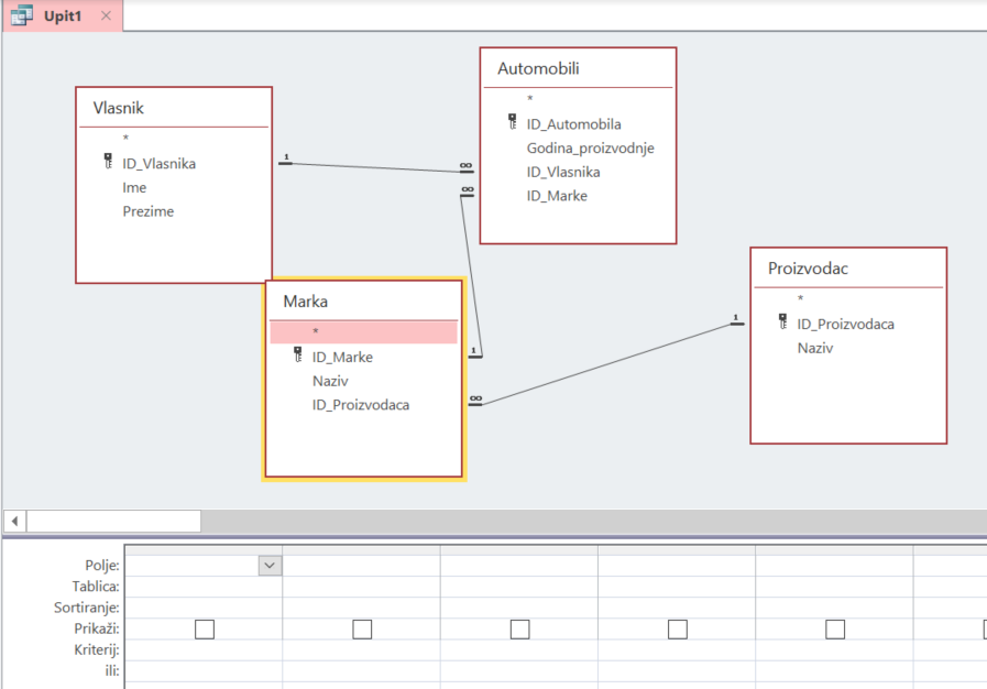 Upiti: Kreiranje upita pomoću opcije Dizajn upita