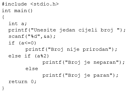 Grananje - naredba if i if..else: Primjeri