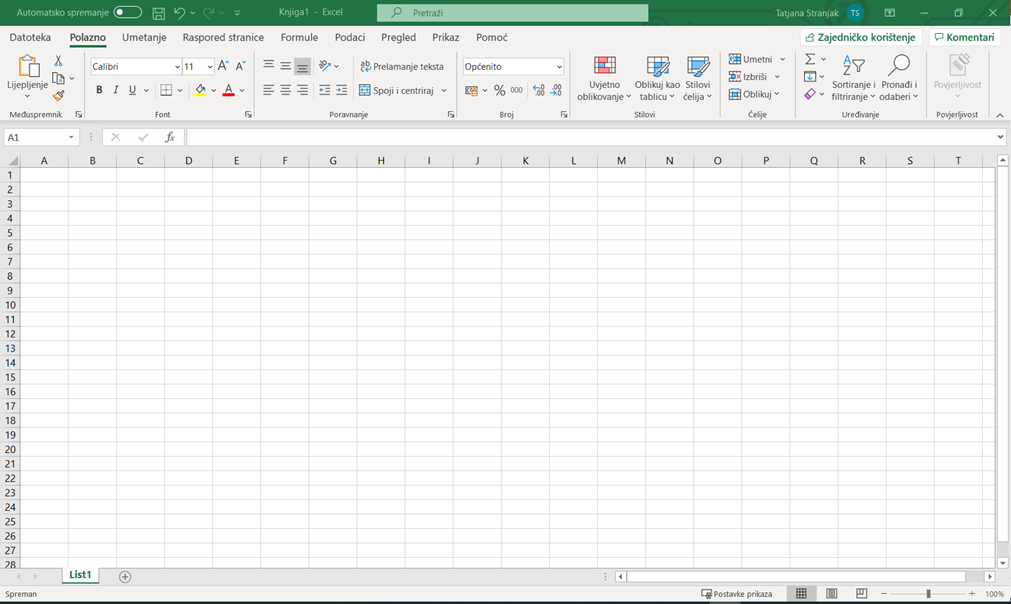 Uvod u Excel: Pokretanje i prozor MS Excela